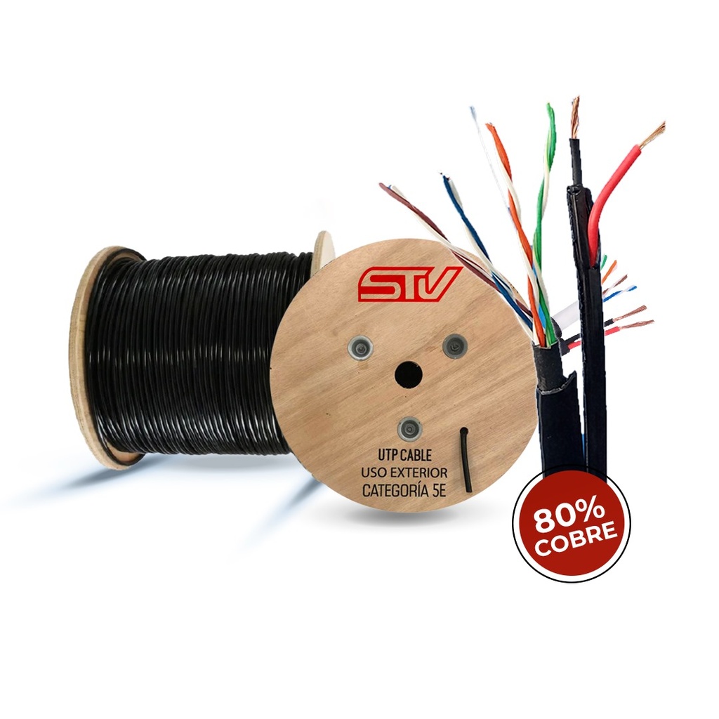 STV - CABLE UTP CAT5E CCA PARA EXTERIOR CON 2 HILOS MULTIFILAR PARA ...